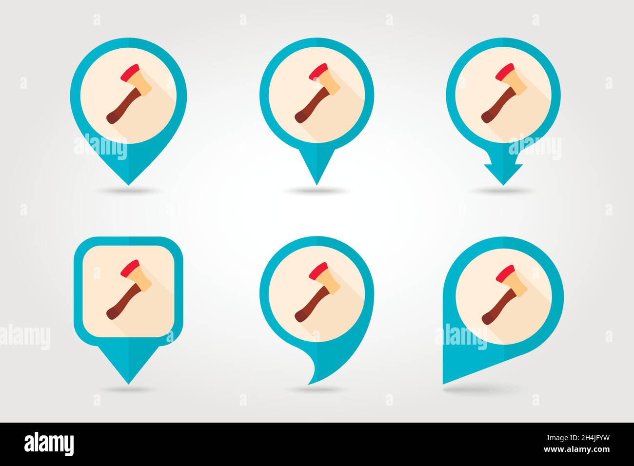 Axe, ax, hatchet flat vector pin map icon. Map pointer. Map markers ...