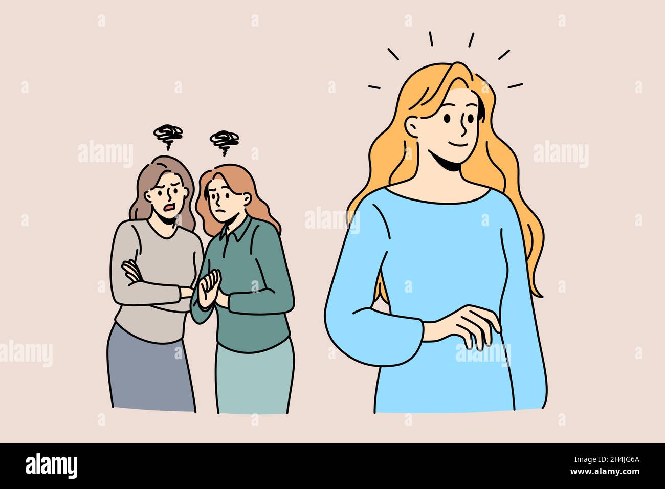 Female group chatting gossip concept. Two interested girls friends ...