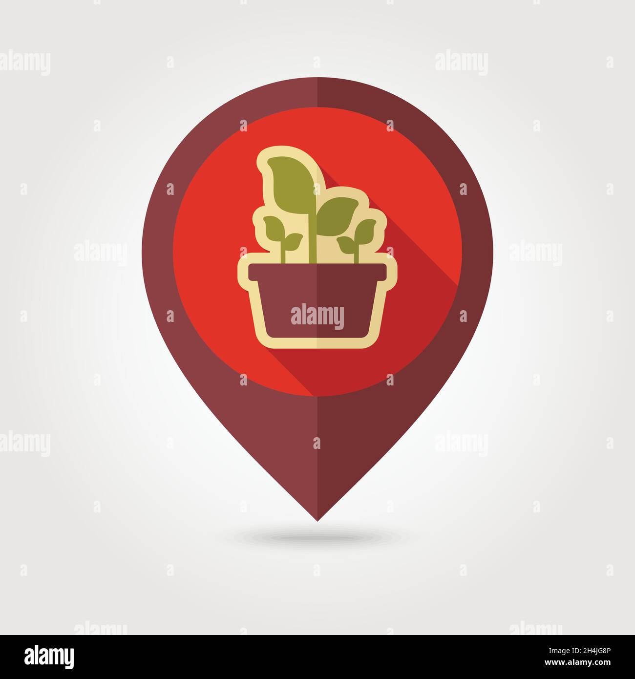 Plant in pot flat pin map icon. Map pointer. Map markers. Garden ...