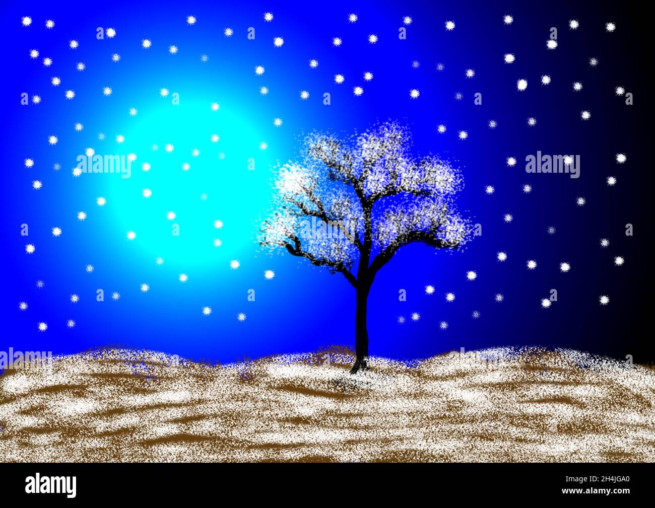 Tree with large moon behind hi-res stock photography and images - Alamy