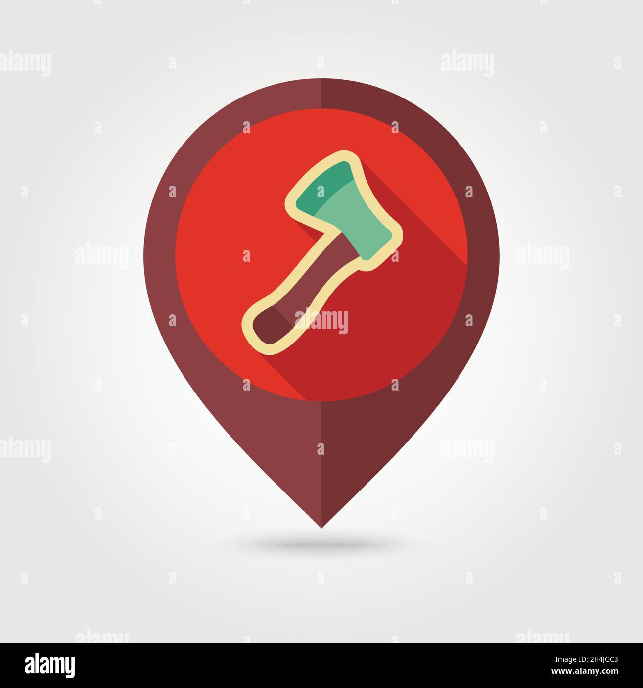 Axe, ax, hatchet flat vector pin map icon. Map pointer. Map markers ...