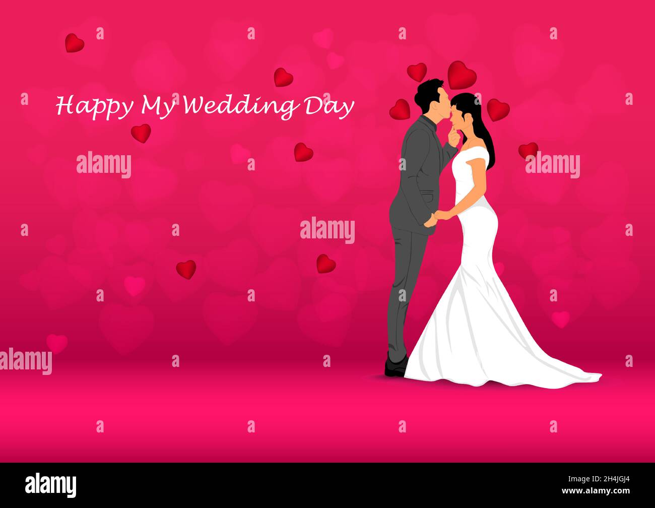 graphics image Bride And Groom Couple Wedding Dress vector illustration ...