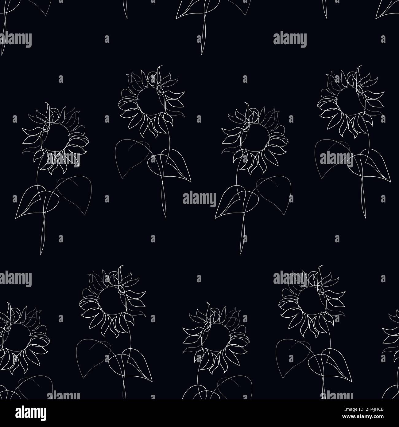 Seamless pattern with suflower doodles. Floral background. Endless ...