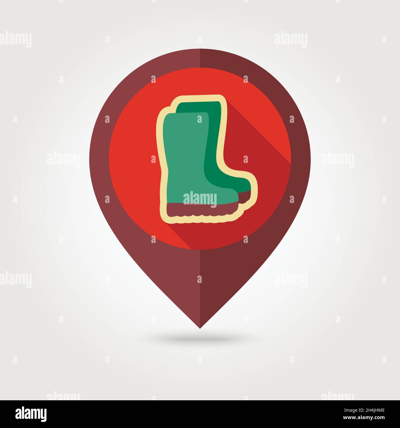 Rubber boots, gumboots, wellies flat vector pin map icon. Map pointer ...