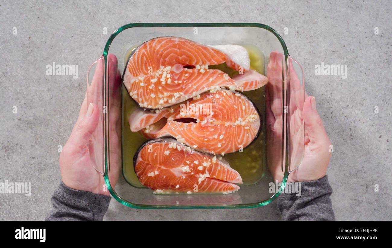 Marinating salmon steaks in glass hi-res stock photography and images ...