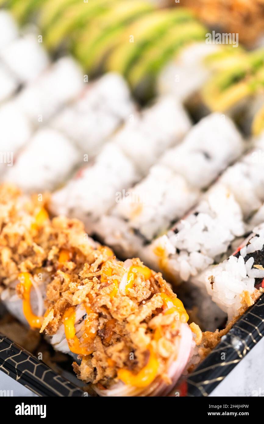 Variety mix traditional sushi rolls hi-res stock photography and images ...