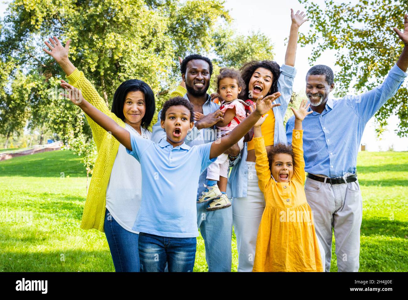 Beautiful happy african american family bonding at the park - Black ...