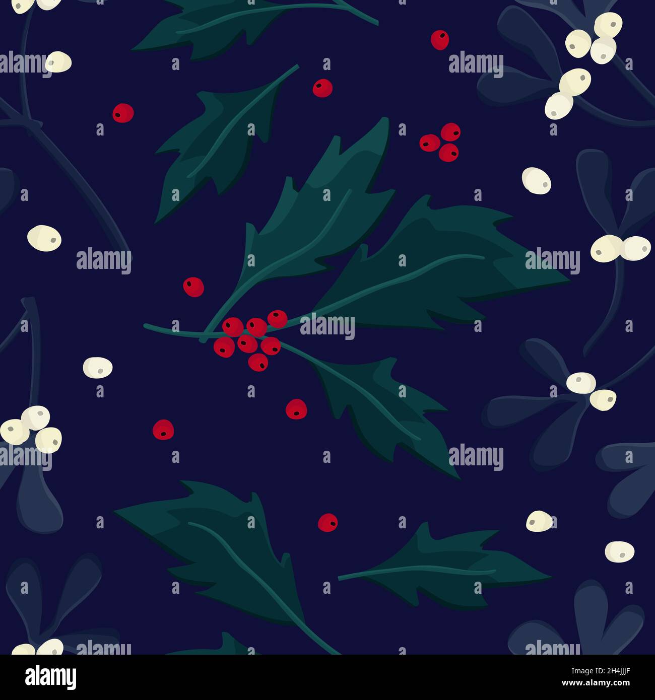Mistletoe and holly tree - vector background Stock Vector Image & Art ...