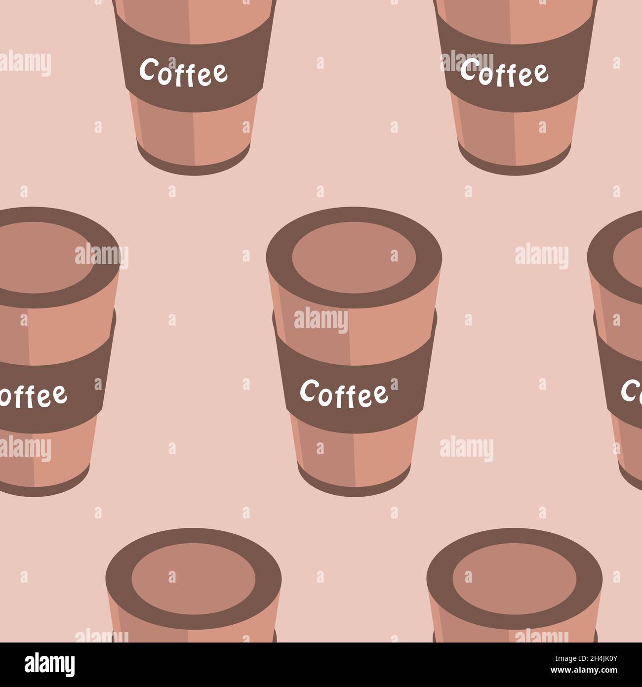 Cup with coffee seamless pattern, brown beige coffee drink glass ...