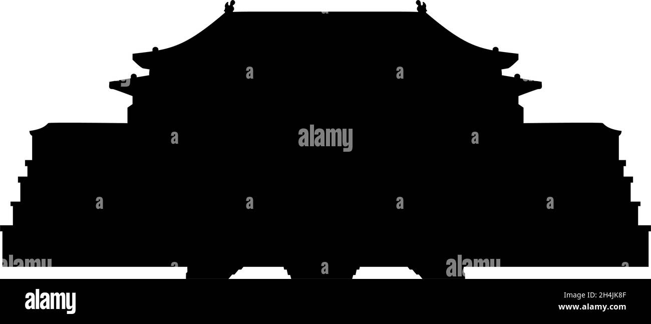 Silhouette Forbidden City. China ancient historical architecture Stock ...