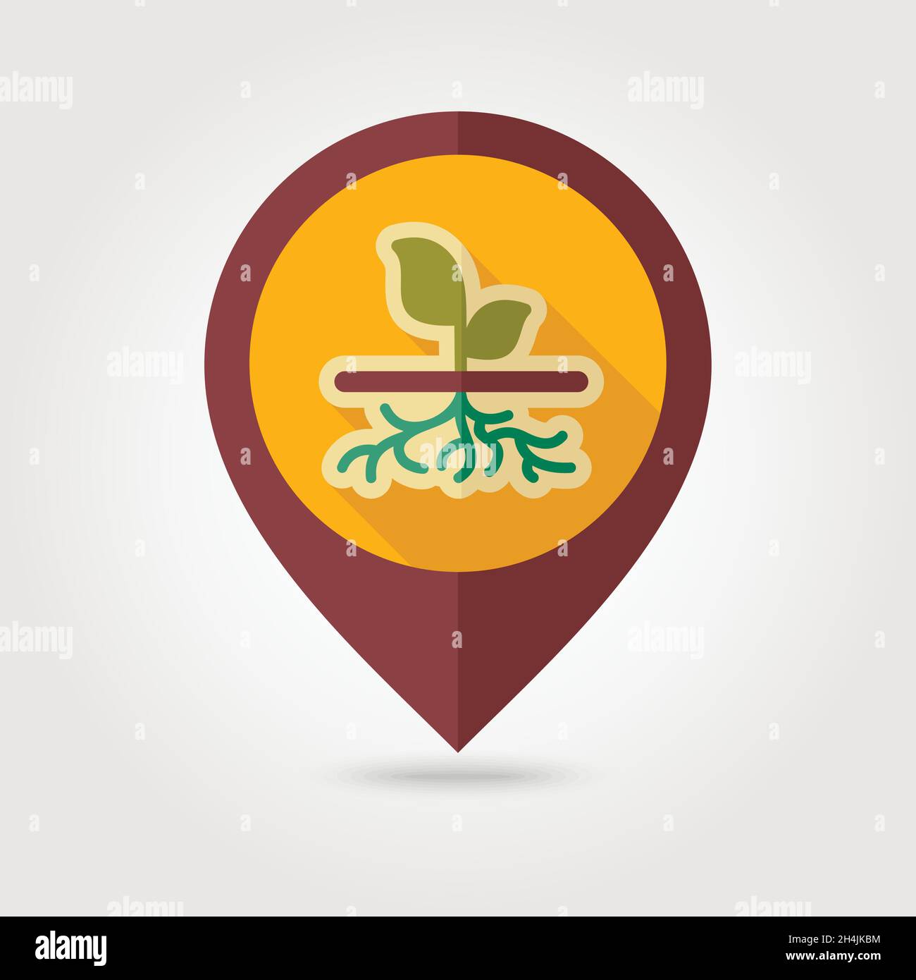 Plant with roots flat vector pin map icon. Map pointer. Map markers ...