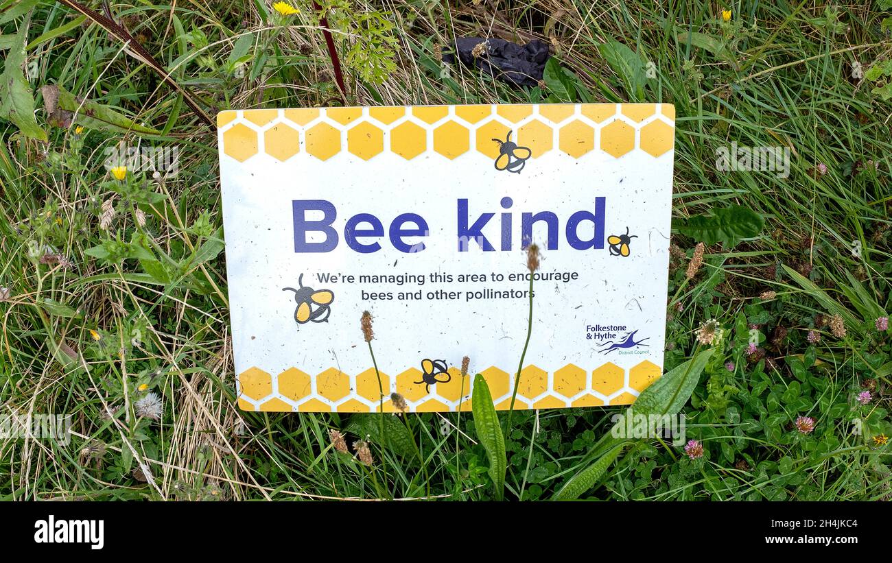 Bee friendly sign Stock Photo - Alamy