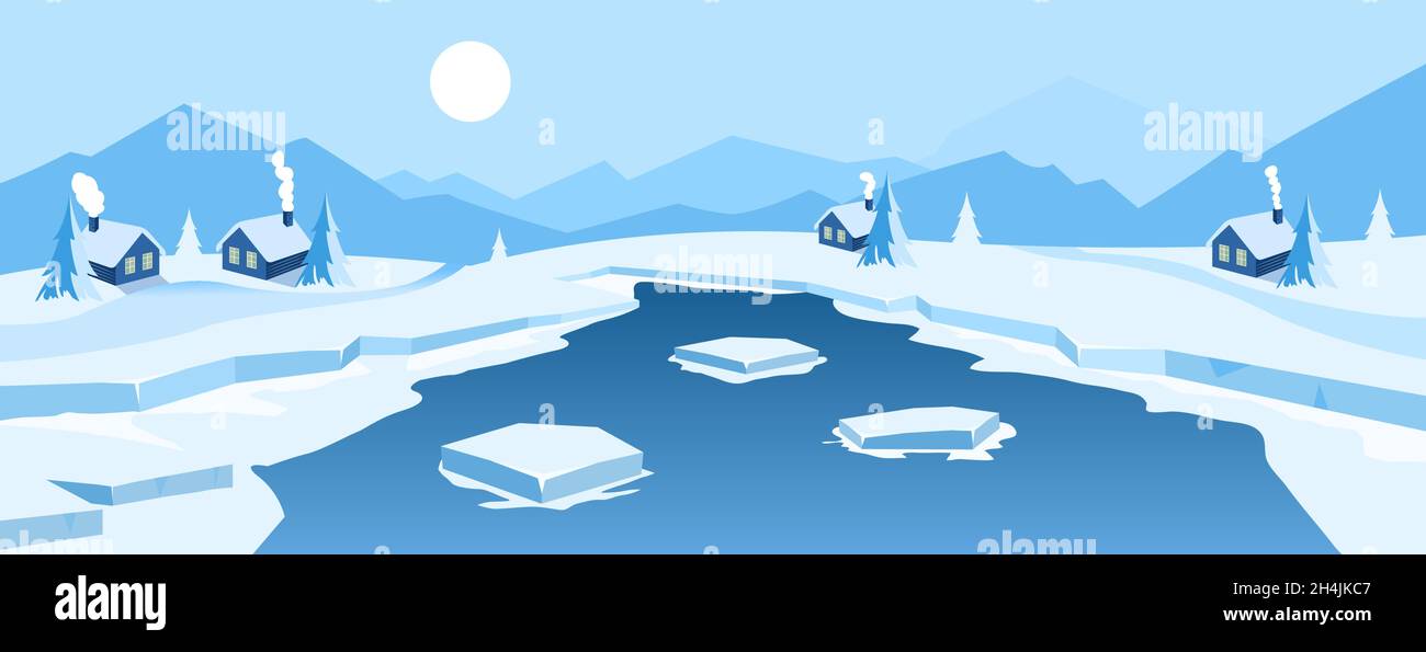 Frozen lake mountains ice Stock Vector Images - Alamy