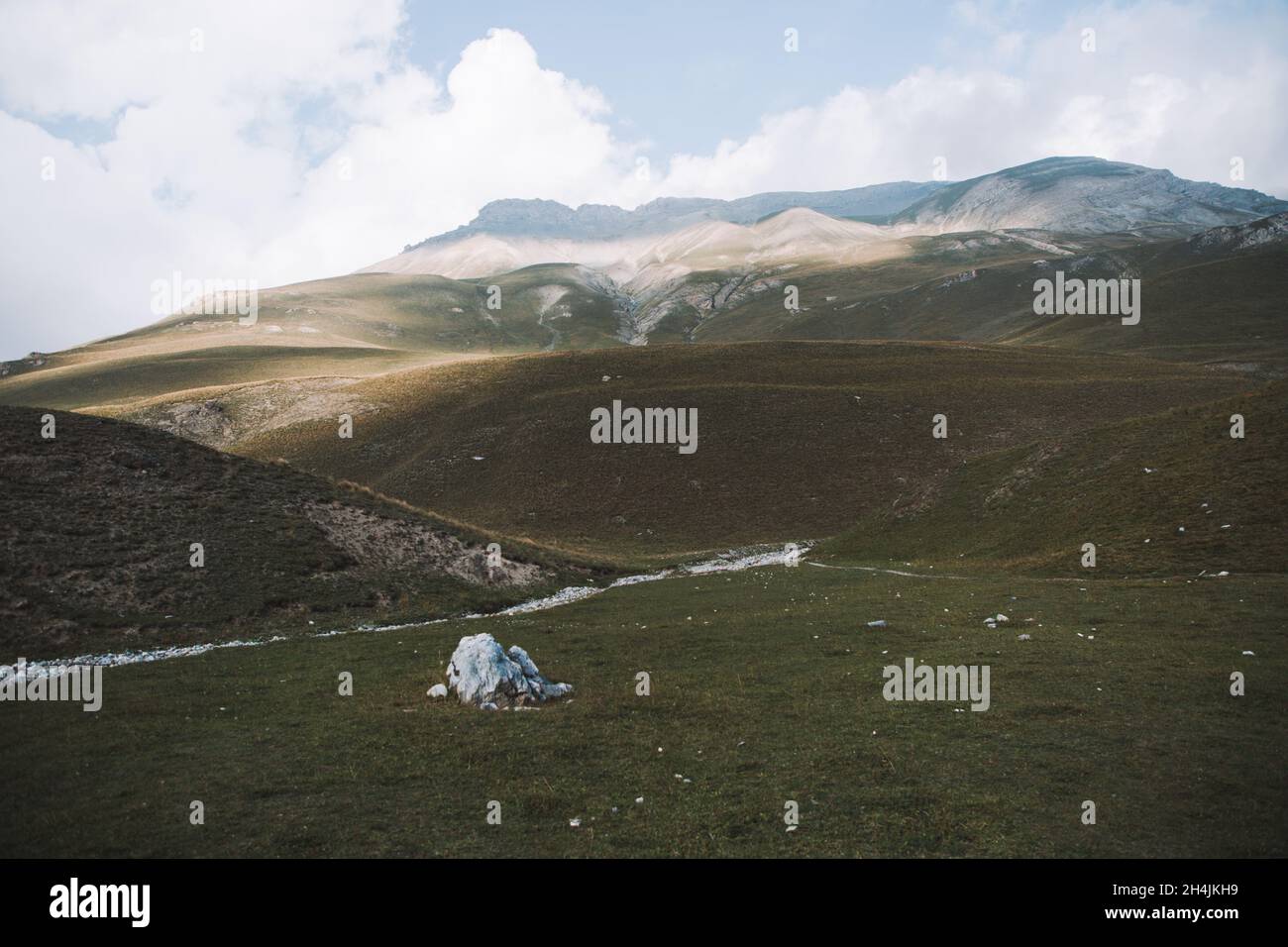 Beautiful view of green hills and mountains in Col de Larche, France ...