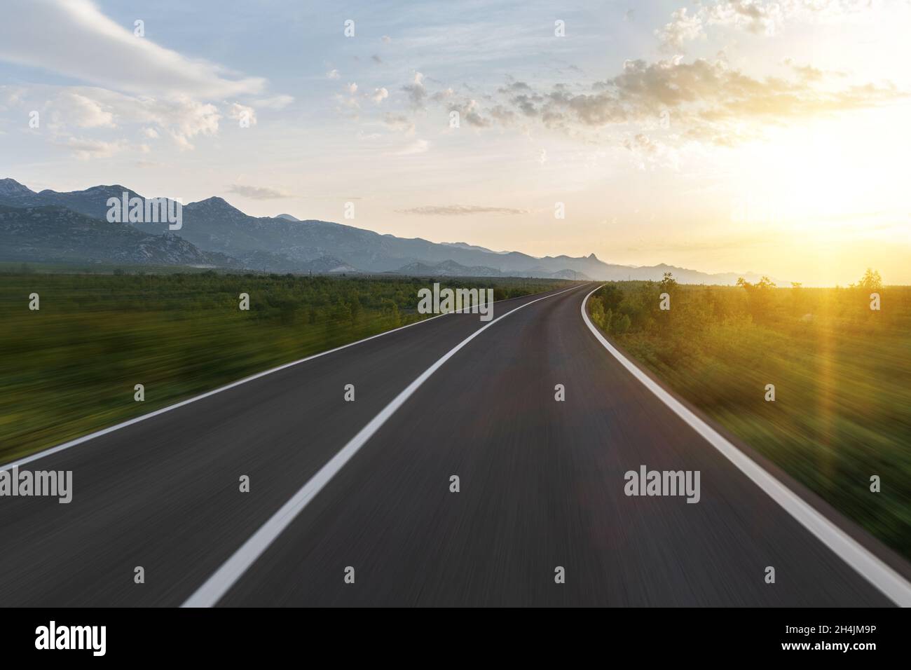 Scenic road. Road is surrounded by a magnificent natural landscape ...
