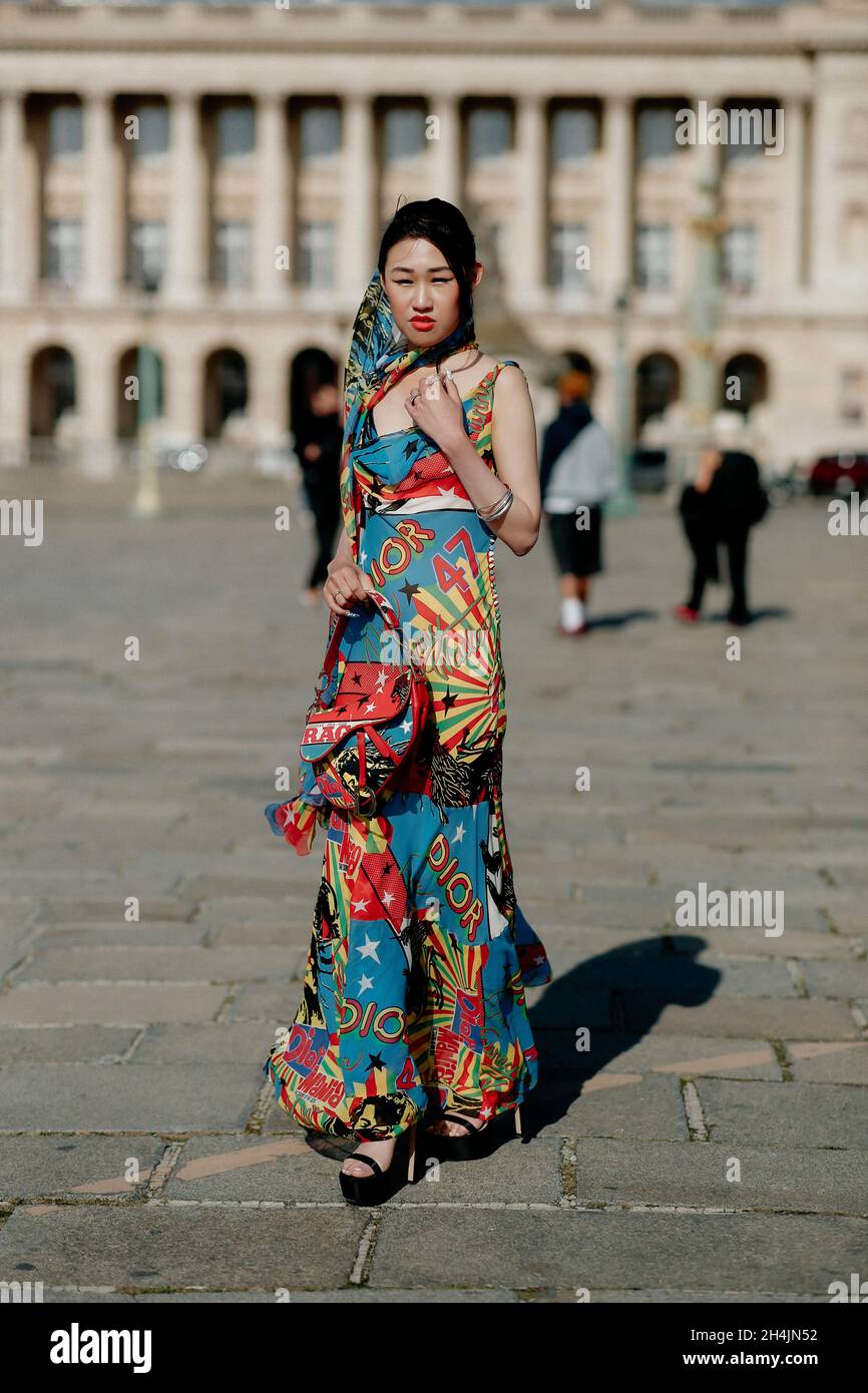 Street style, Jaime Xie arriving at Dior Spring Summer 2022 show, held ...