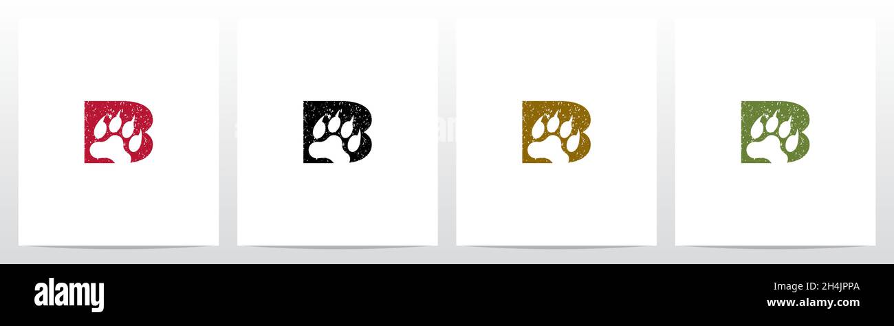 Paw Print With Claws On Letter Logo Design B Stock Vector Image & Art ...