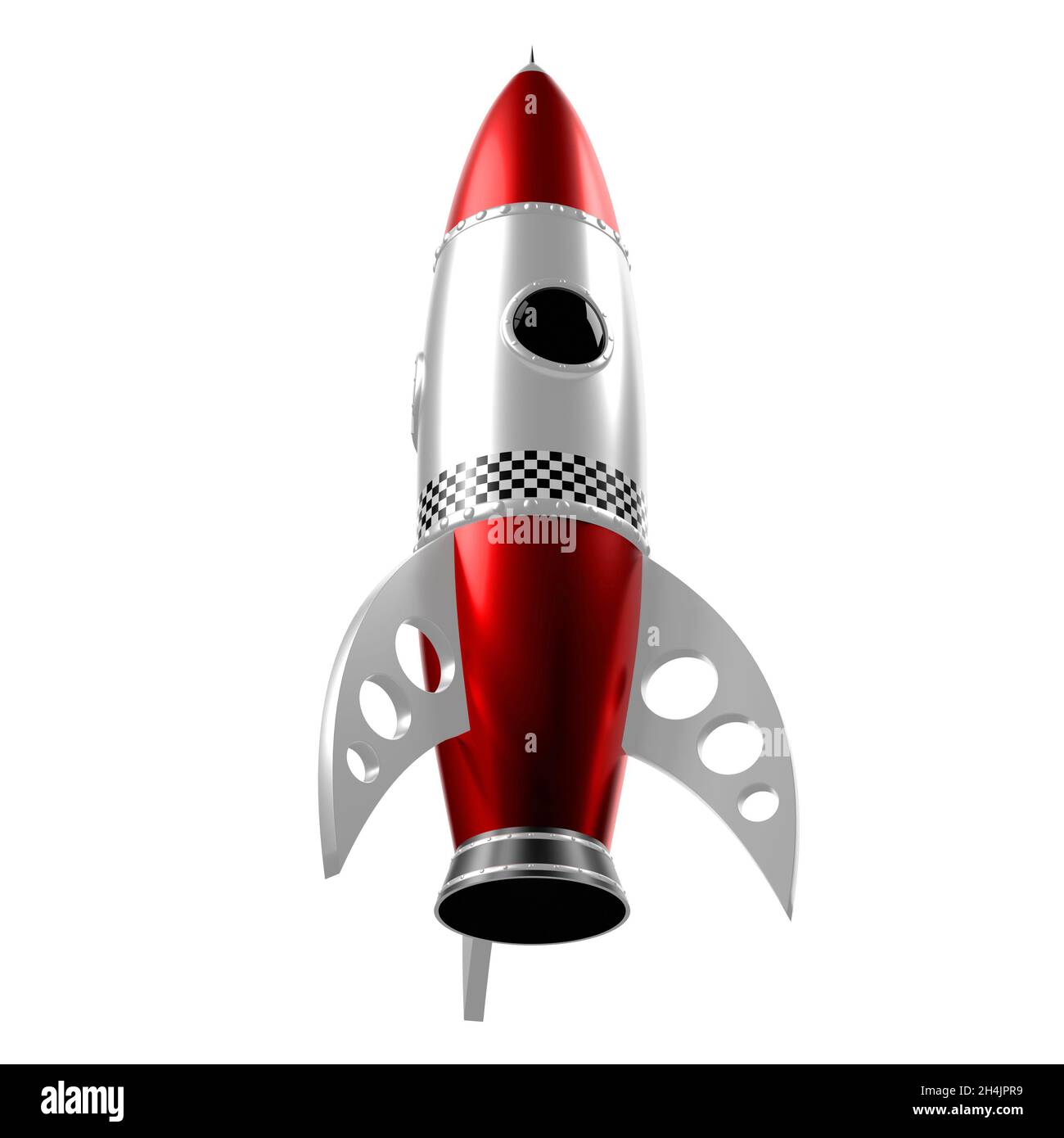 Silver and red toy rocket - 3D illustration Stock Photo - Alamy