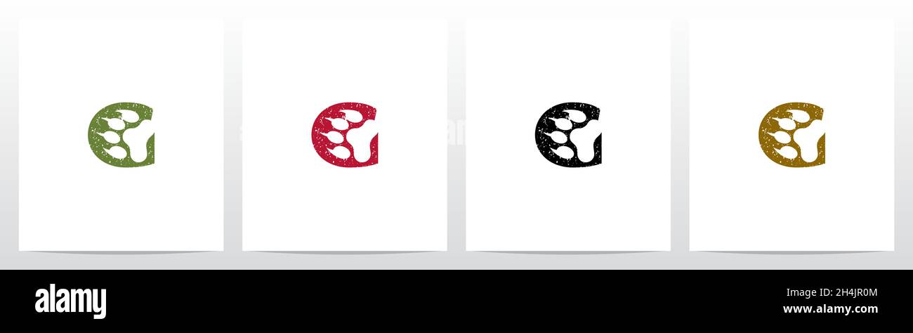 Paw Print With Claws On Letter Logo Design G Stock Vector Image & Art ...