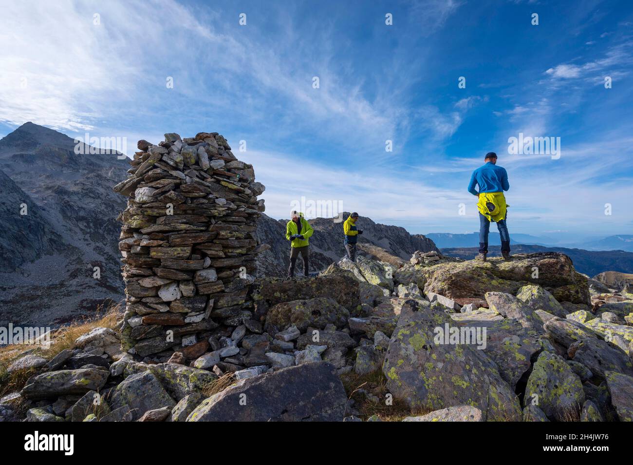 France, Isere, massif de Belledonne, trek, pedestrian crossing of the ...