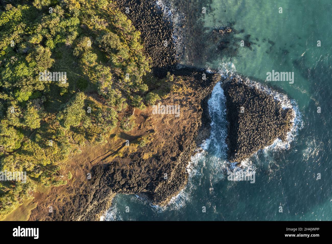 Aerial view of the Fingal Head Causeway rock formation near Tweed Heads ...