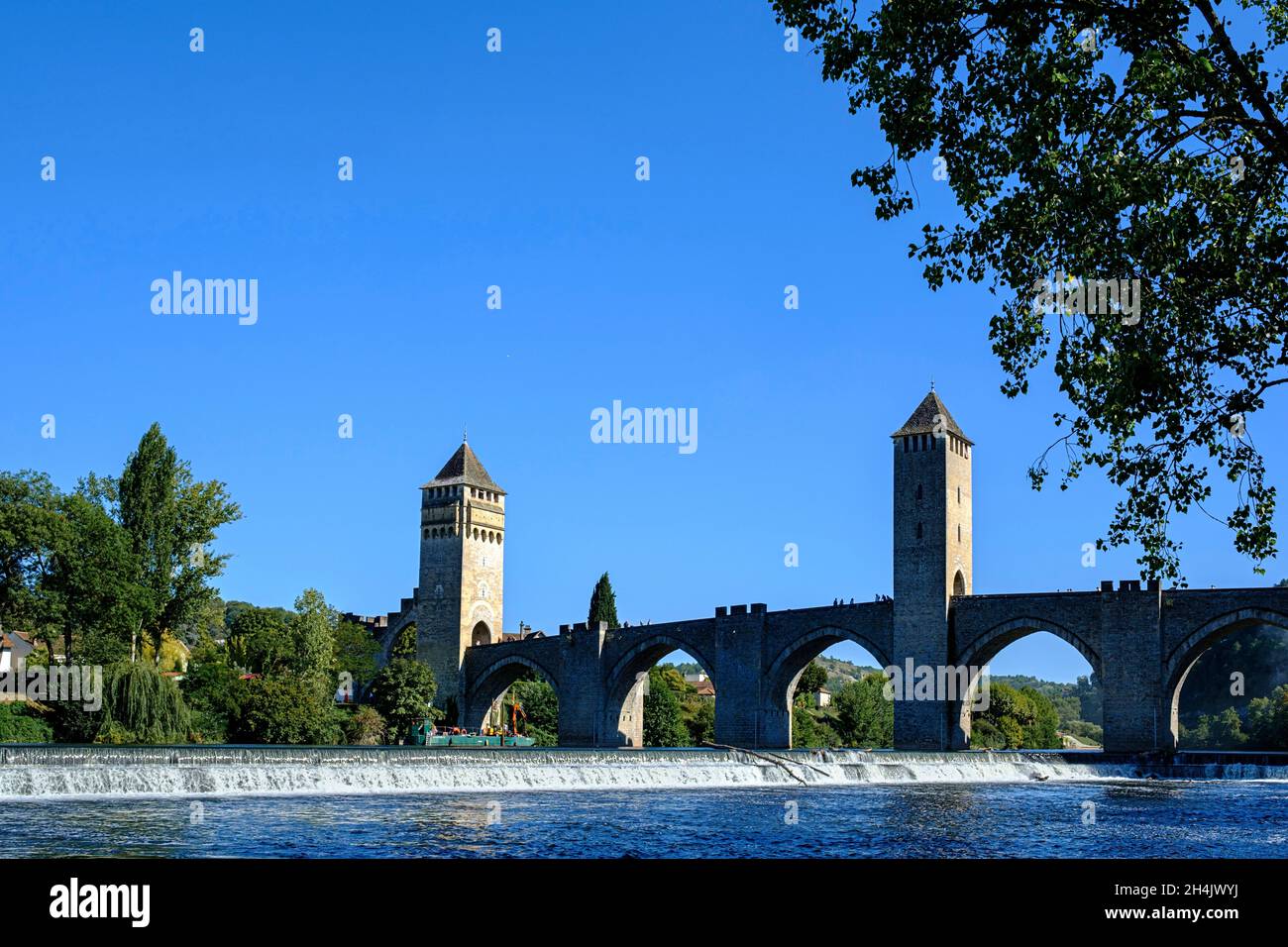 France, Lot, Cahors, The Valentre bridge above Lot river, dated 14 th ...