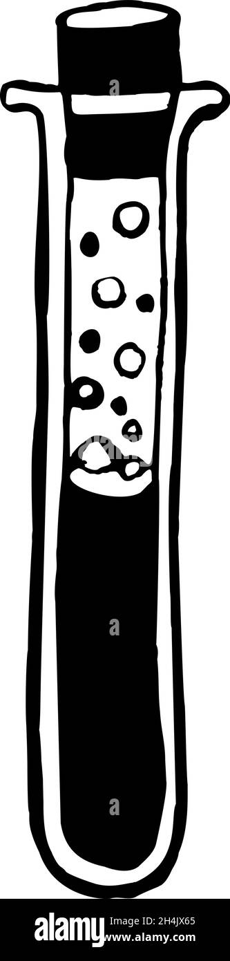 Vector hand drawn flask with magic potion outline doodle icon. Flask ...