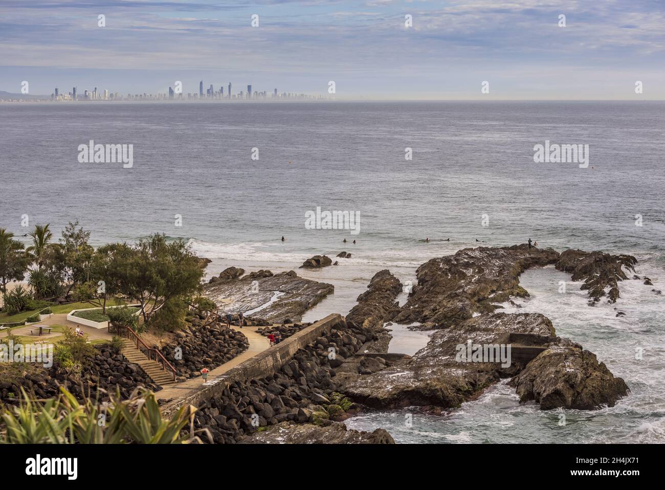 View of Snapper Rocks with the Gold Coast in the background, from Tweed ...