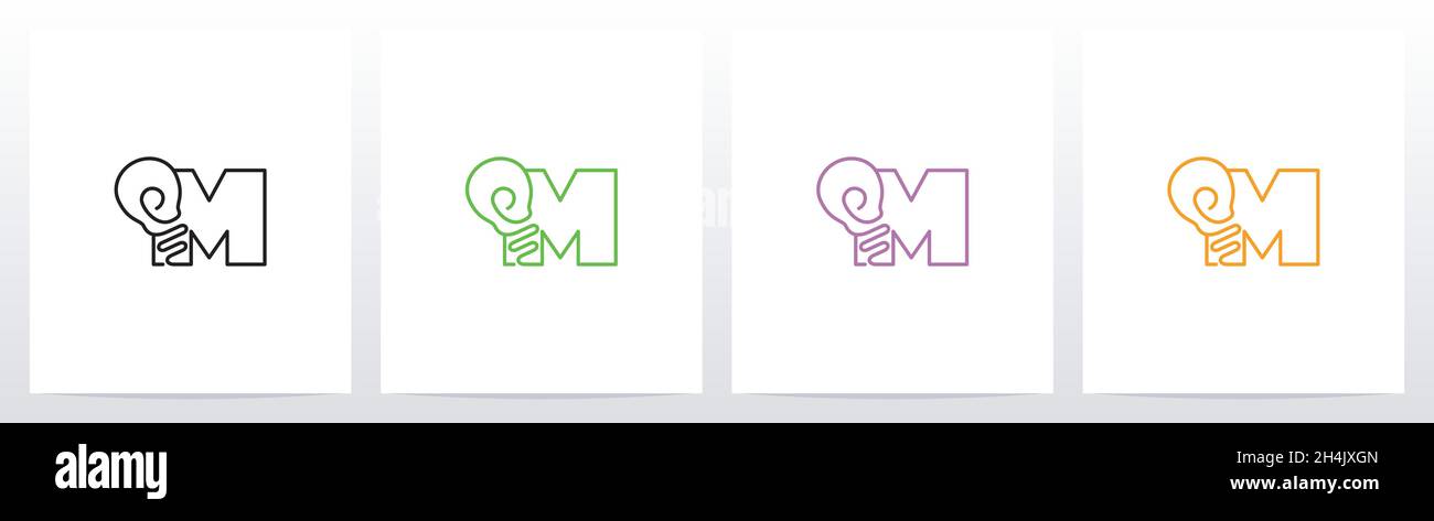Outline Of Lightbulb On Letter Logo Design M Stock Vector Image & Art ...