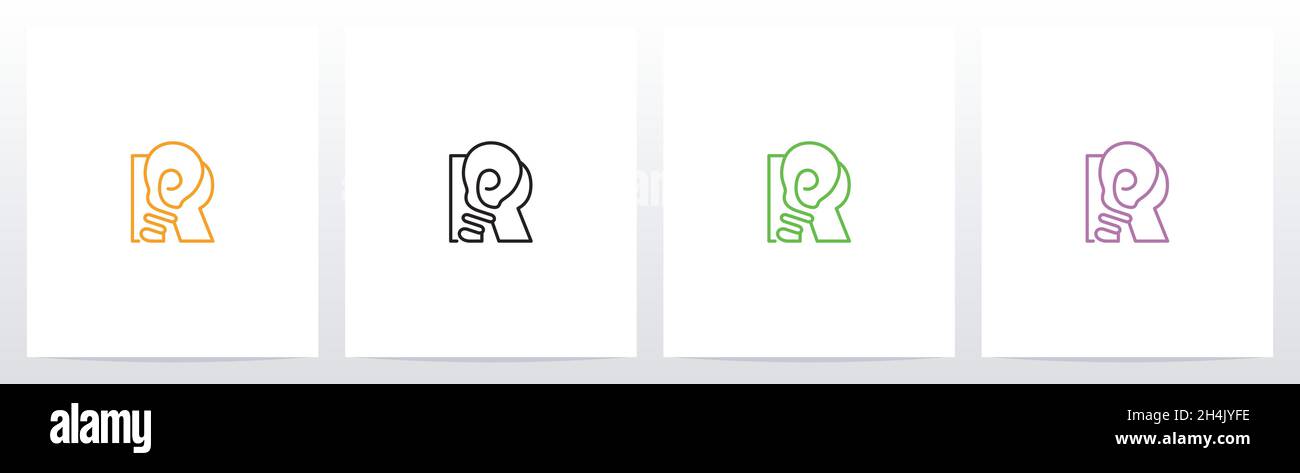 Outline Of Lightbulb On Letter Logo Design R Stock Vector Image & Art ...