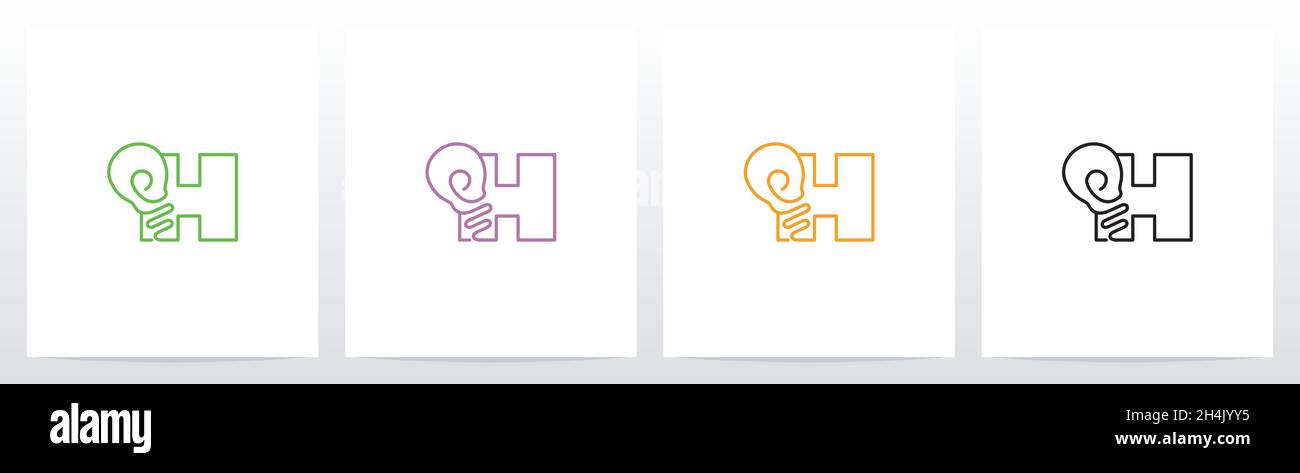 Outline Of Lightbulb On Letter Logo Design H Stock Vector Image & Art ...