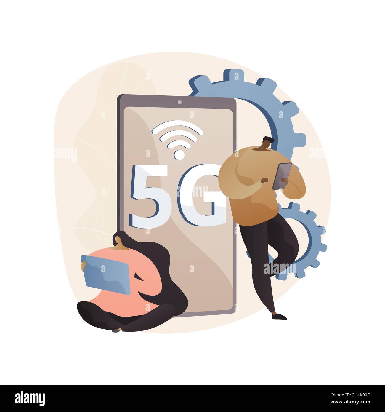 Mobile phones 5G network abstract concept vector illustration Stock ...