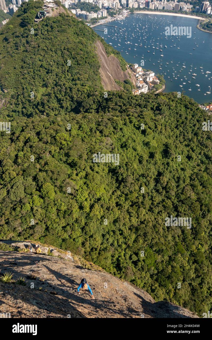 Brazil, Rio de Janeiro, climbing on the Sugar Loaf, Italian way, Erwan ...