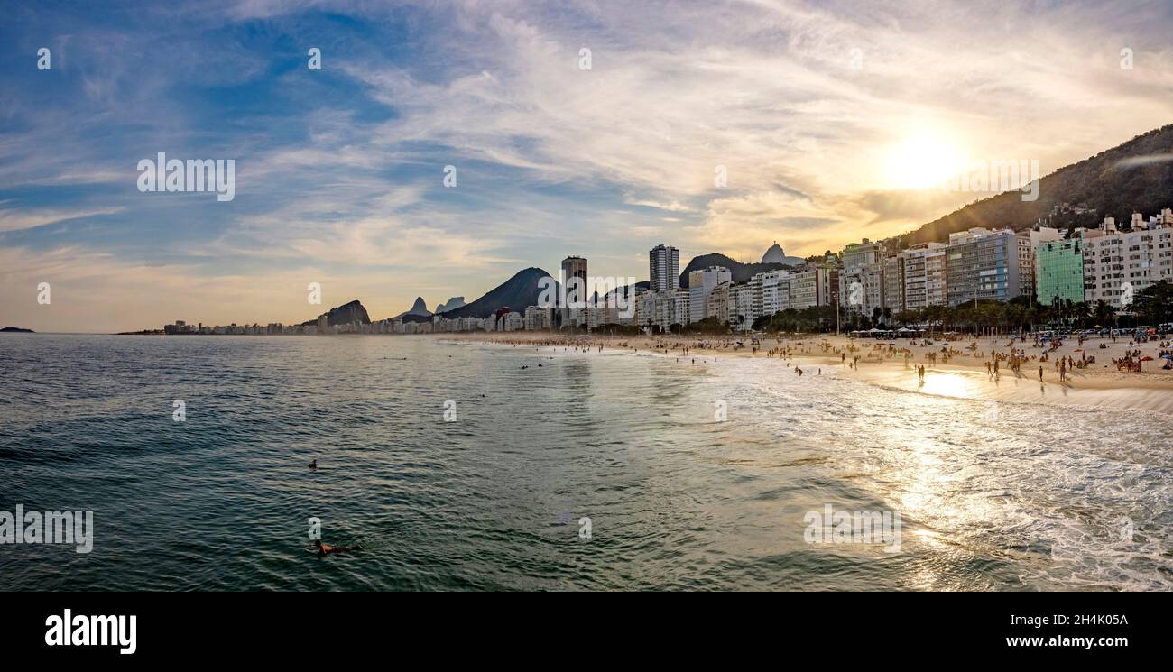 Brazil, Rio de Janeiro, end of the day on Copacabana beach Stock Photo ...