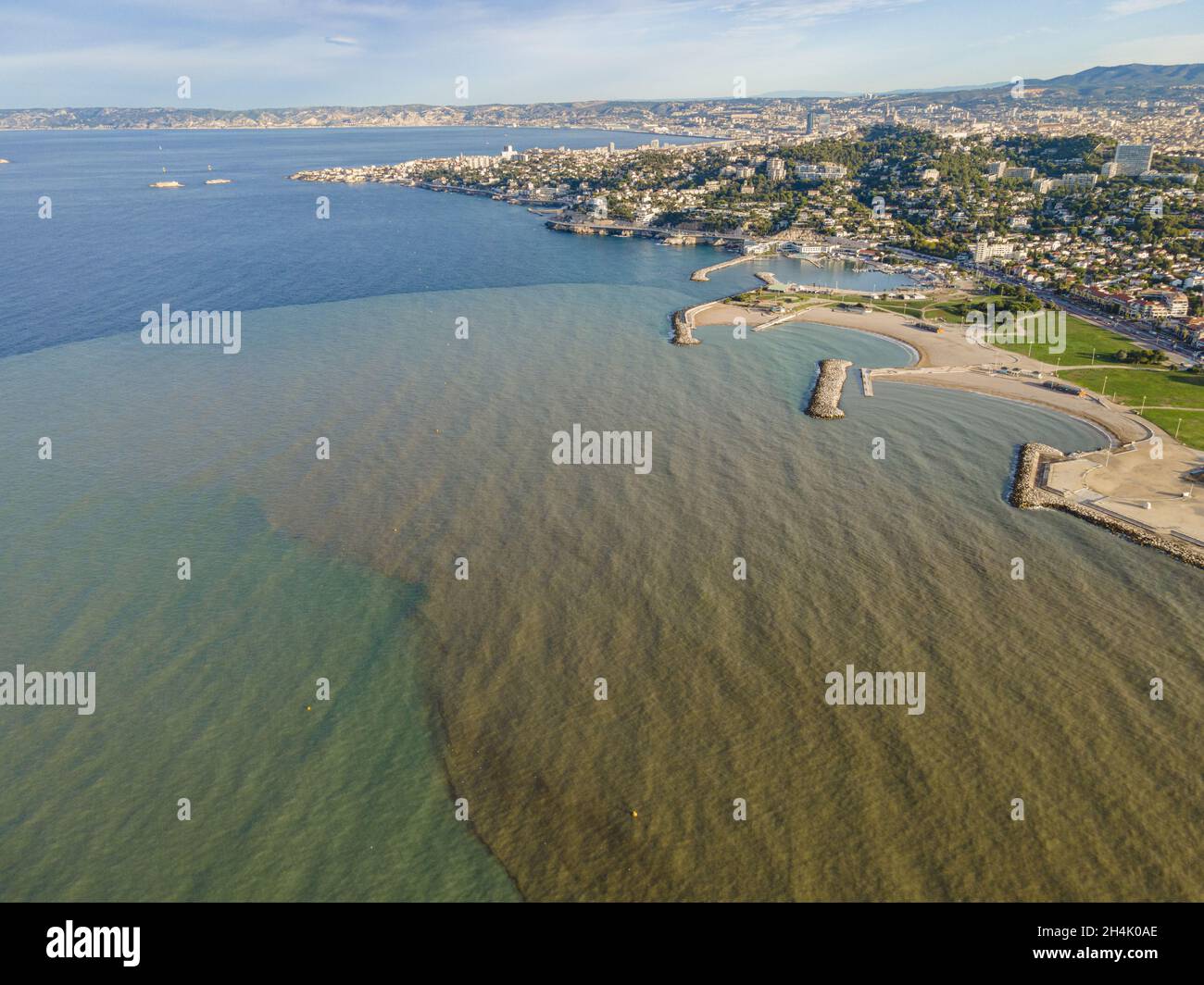 France, Bouches du Rhone, Marseille, the Prado beaches, pollution in ...