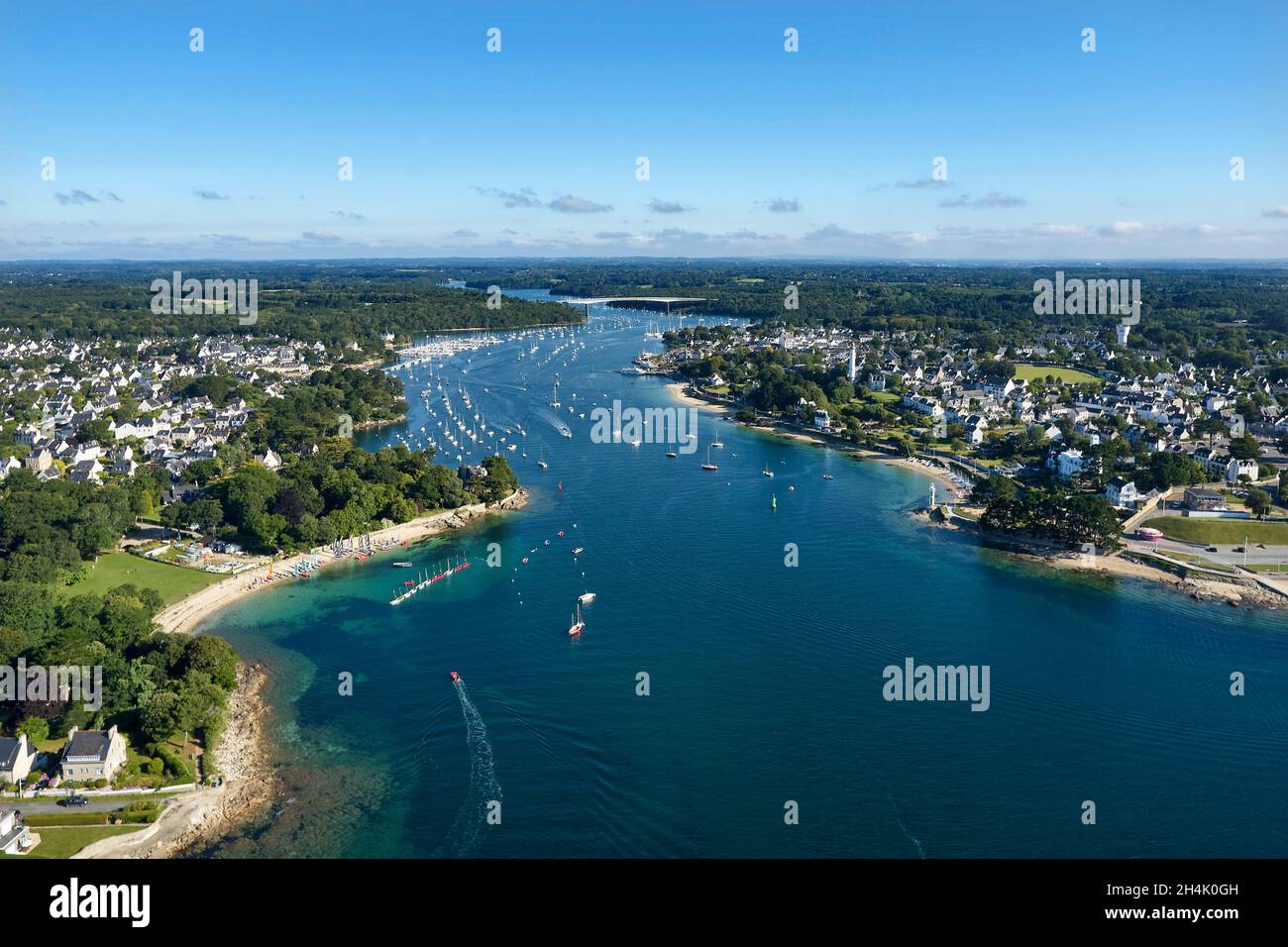 France, Finistere, B?nodet and Combrit , the mouth of the Odet river ...