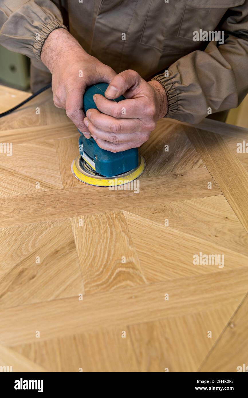 Closeup carpenter smoothing wood hi-res stock photography and images ...