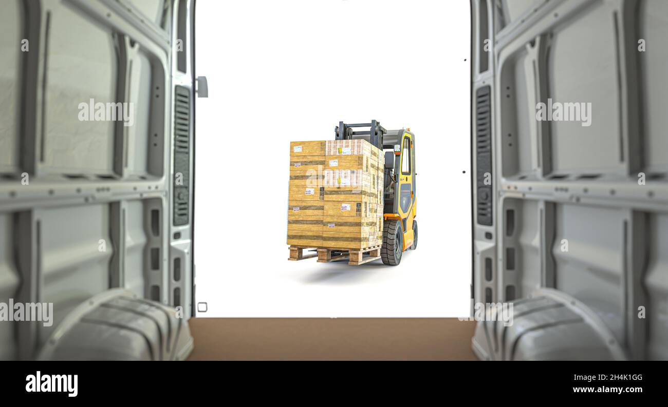 Forklift loading truck goods hi-res stock photography and images - Alamy