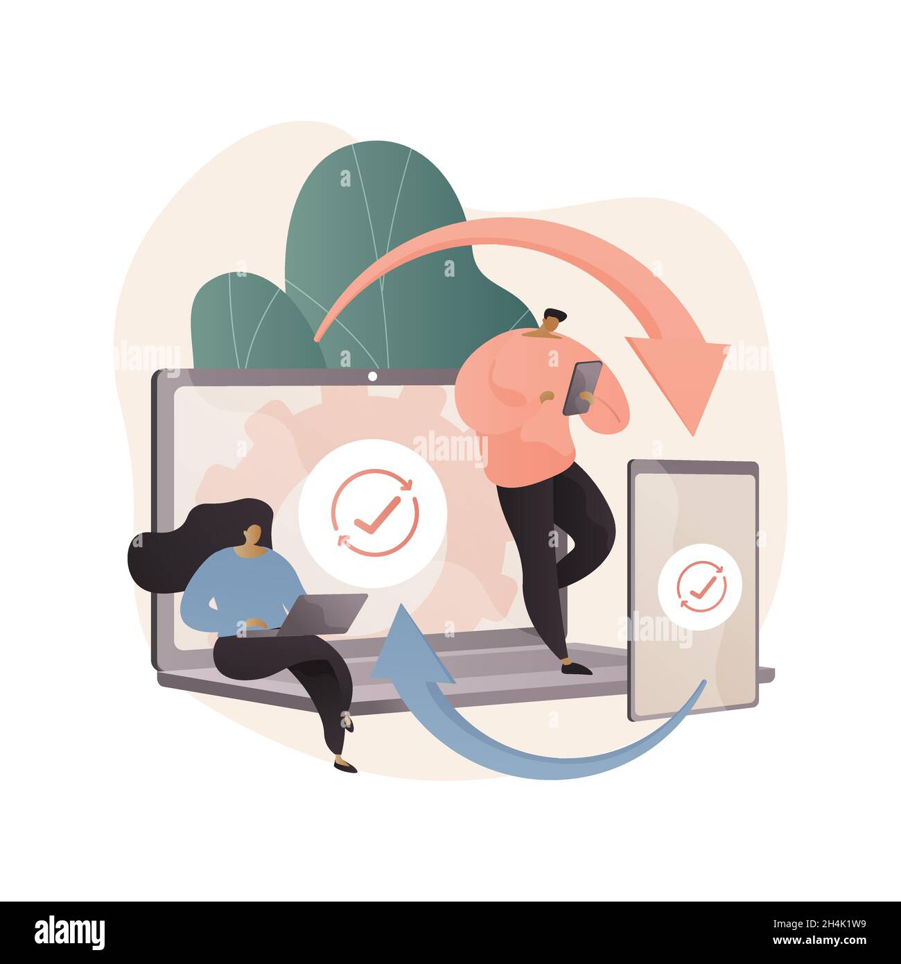 Cross-device syncing abstract concept vector illustration Stock Vector ...