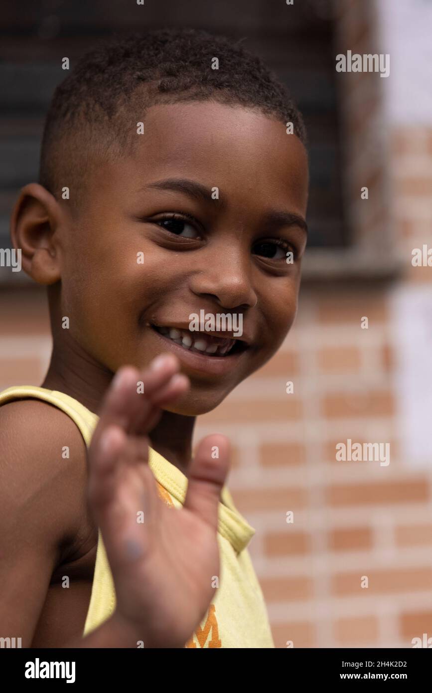 Brazil, Rio de Janeiro, Favela Babilona, ??portrait of a favela child ...