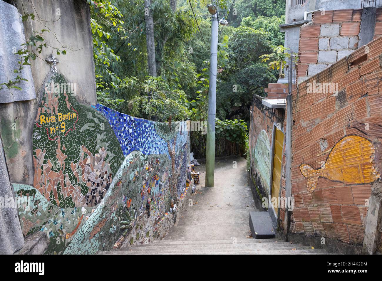 Brazil, Rio de Janeiro, Favela Babilona, ??countless stairs climb the ...