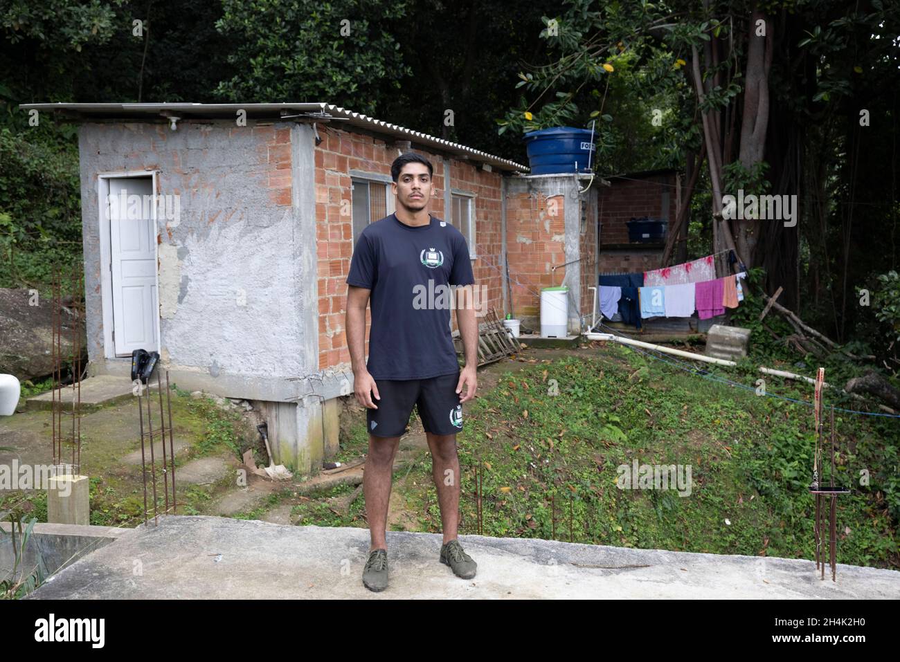Brazil, Rio de Janeiro, Favela Babilona, ??Julio lives at the top of ...