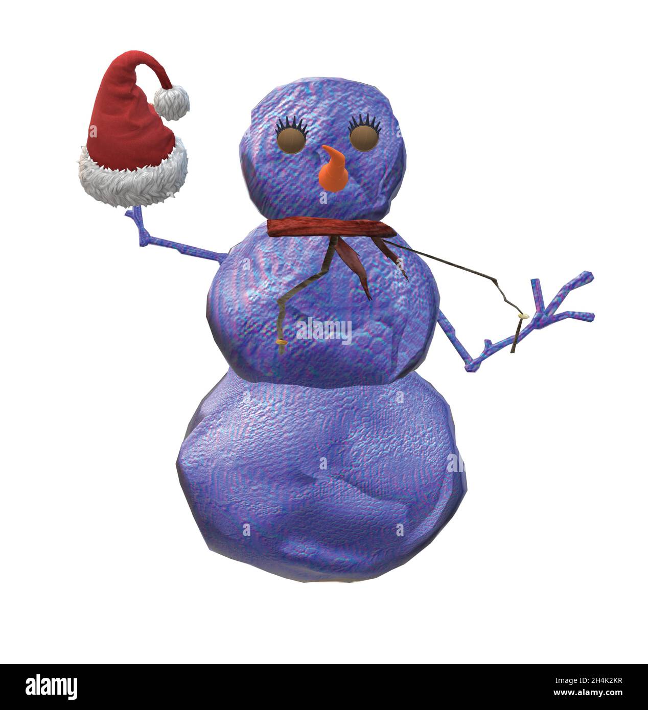 Purple Snowman Winter Decoration with Scarf and Santa Hat Stock Vector ...