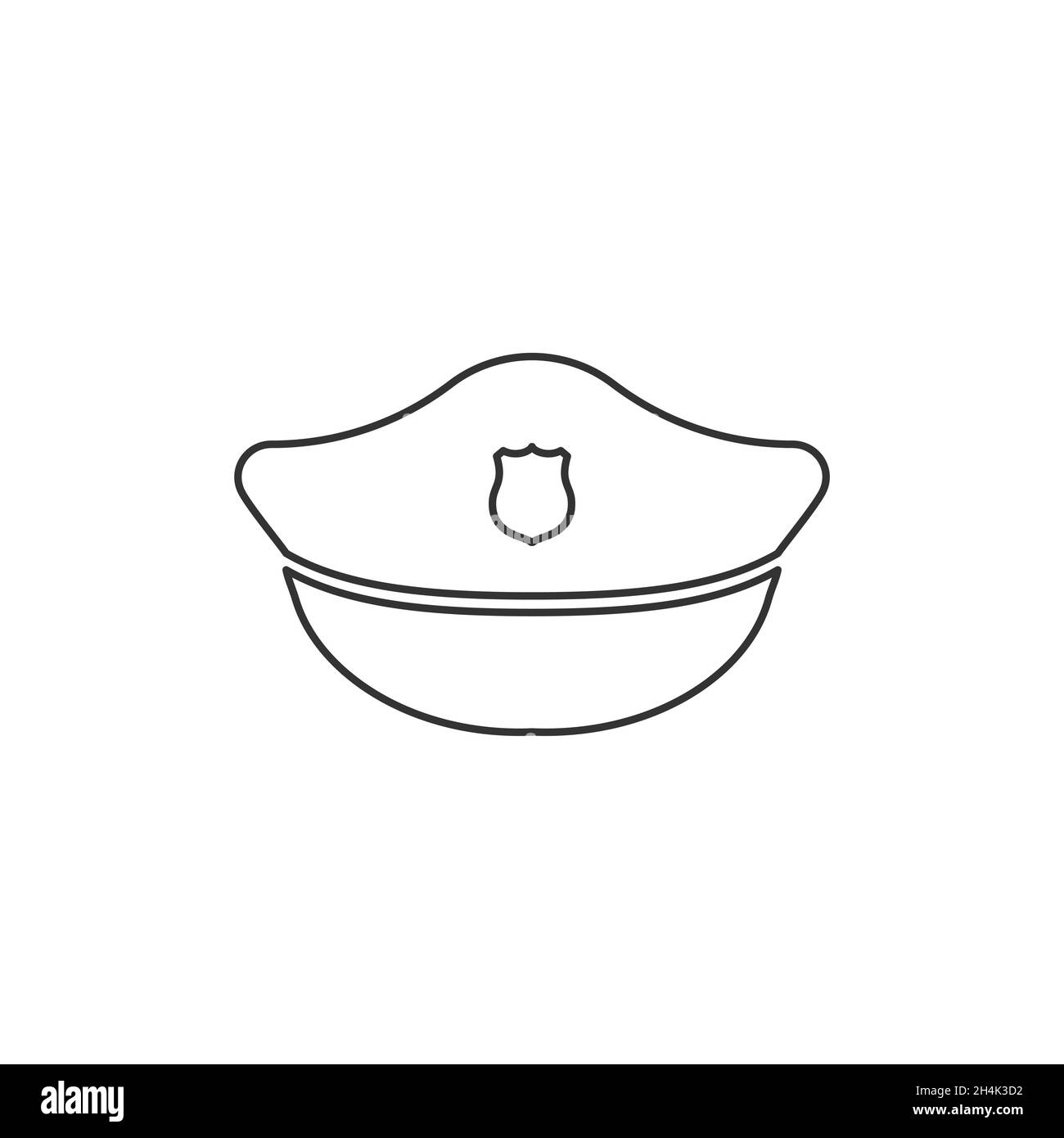 Police cap. policeman or guard cap linear icon. Stock vector ...