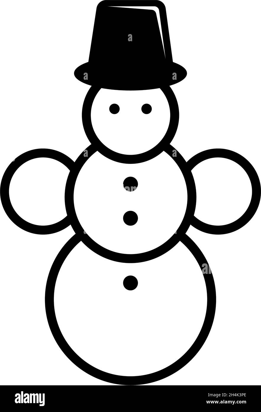 Winter Snowman with Bucket Cap on Head. Flat Vector Icon illustration ...