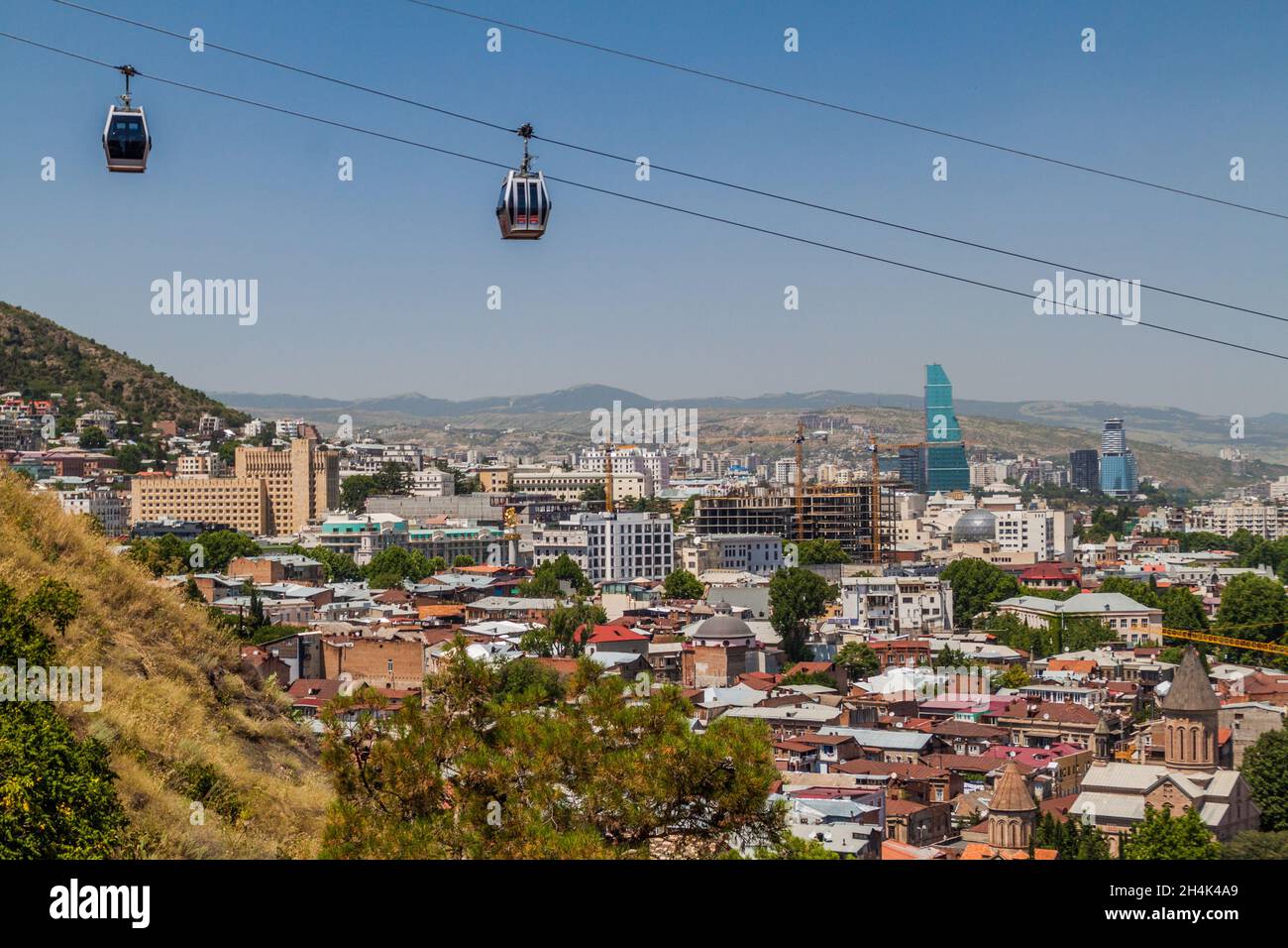Cable car above the Old town of Tbilisi, Georgia Stock Photo - Alamy