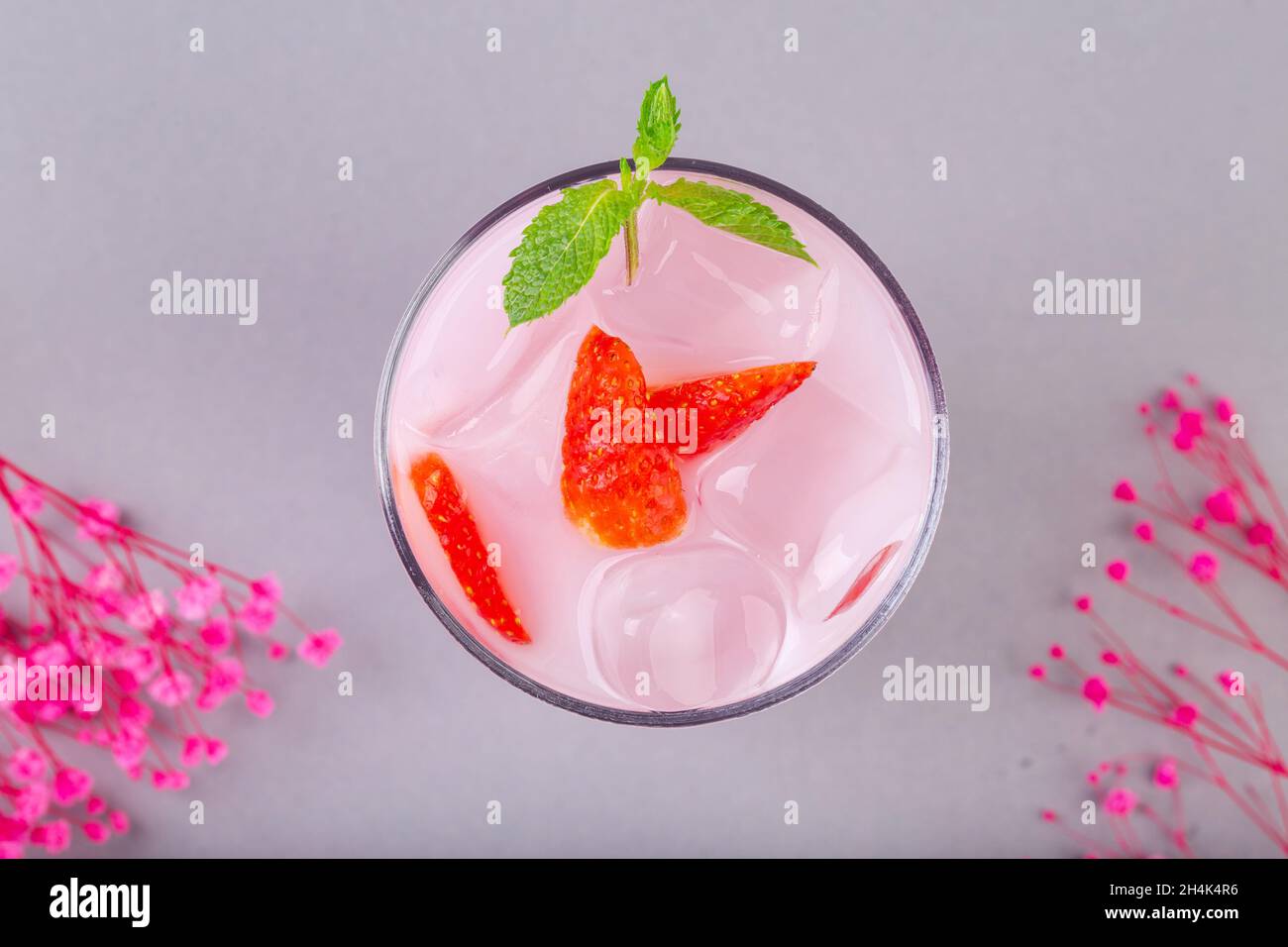 Strawberry lemonade with rose water flowers Stock Photo - Alamy