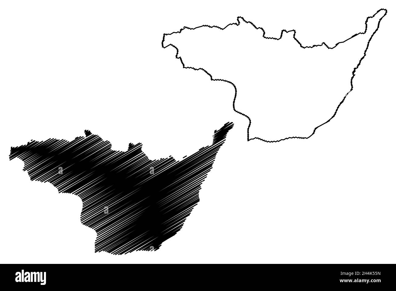 Senapati district (Manipur State, Republic of India) map vector ...