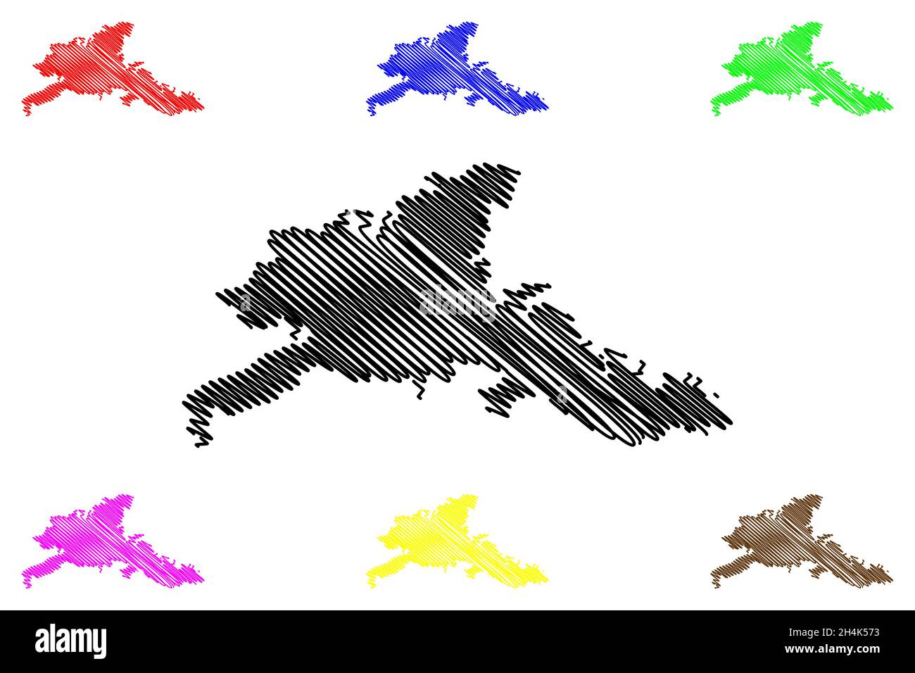 Agra district (Uttar Pradesh State, Republic of India) map vector ...