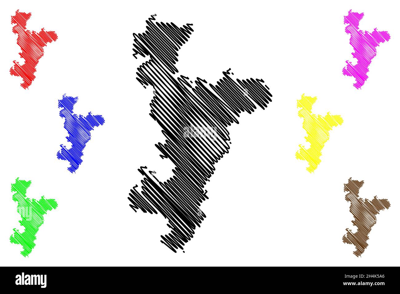 Ahmedabad district (Gujarat State, Republic of India) map vector ...